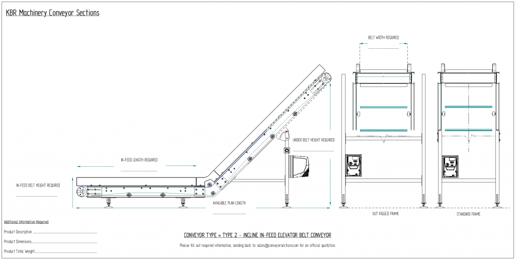 Incline Elevator Conveyors - Quality Custom Built in-feed incline ConveyorsConveyor Sections